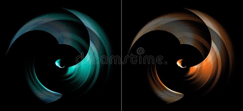 Turquoise and Orange, Sharp Blades of an Abstract Engine Revolve on a ...