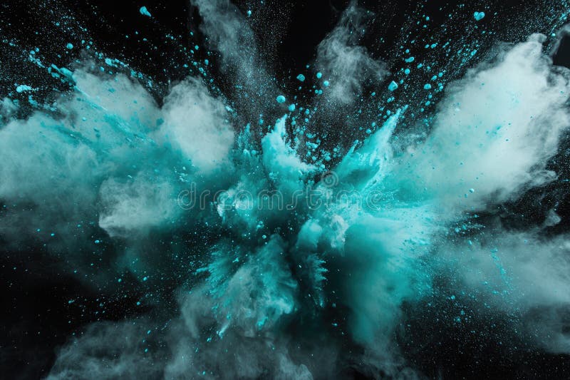 Turquoise Paint Explosion Splash Abstract Background. Colorful Cloud ...