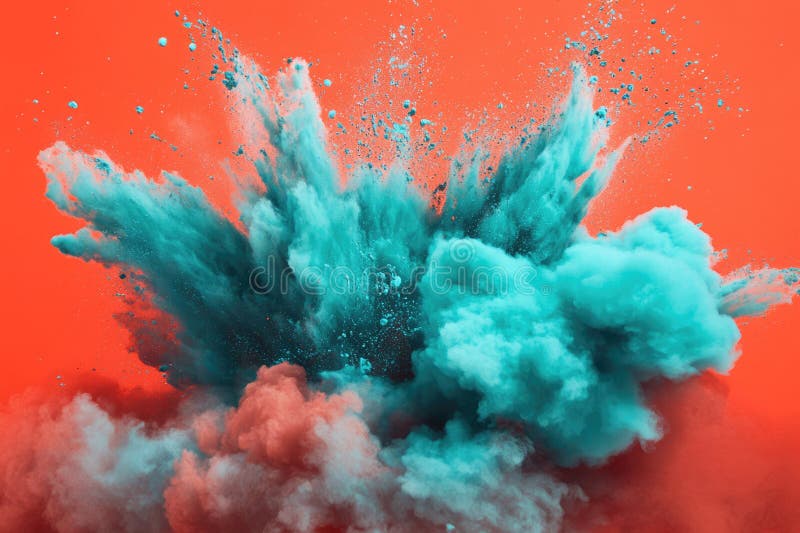Turquoise Paint Explosion Splash Abstract Background. Colorful Cloud ...