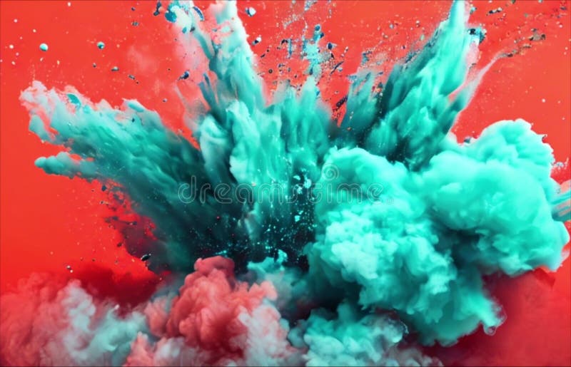 Turquoise Paint Explosion Splash Abstract Background. Colorful Cloud ...