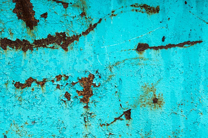 Turquoise Paint on Rusty Metal Stock Image - Image of steel, ragged ...