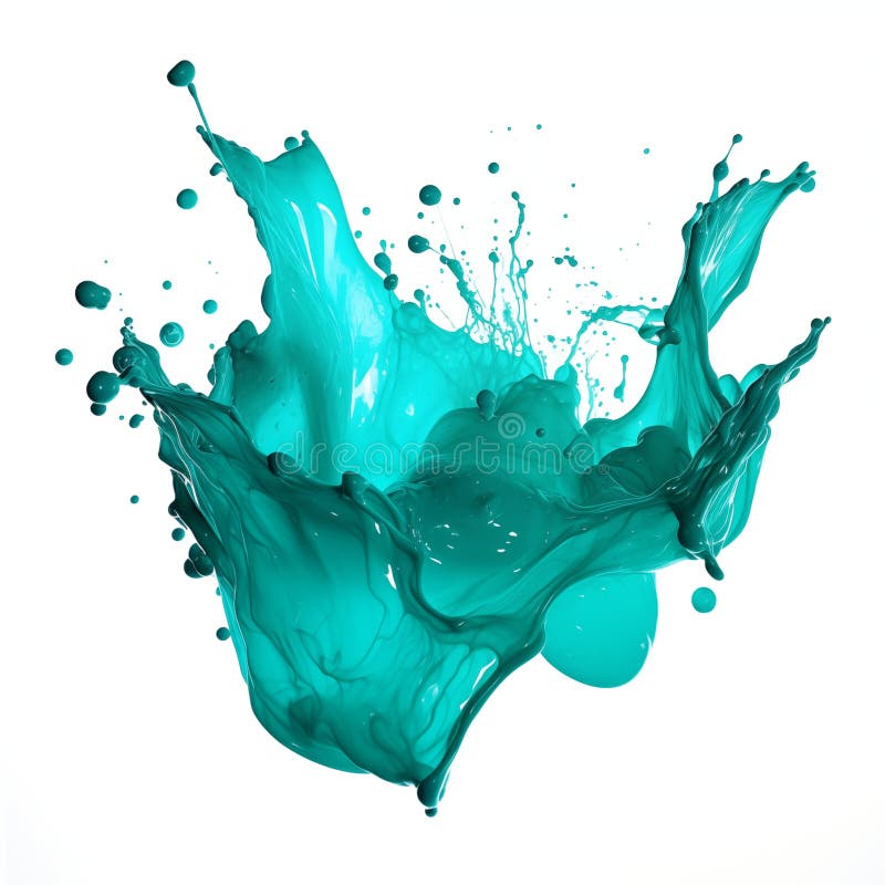 Turquoise Paint Splash Isolated on White Background Stock Illustration ...
