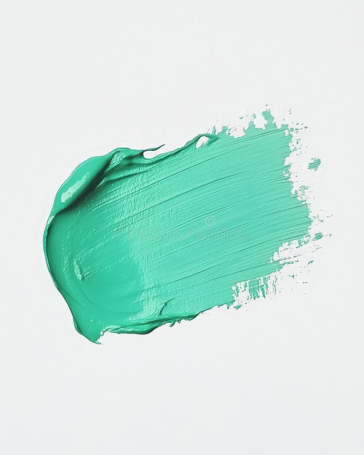 Turquoise Paint Stroke with Thick Texture and Smooth Blending on a ...