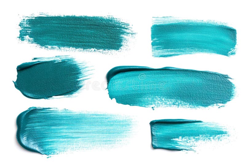Turquoise Paint Strokes Creating an Abstract Design on a White ...