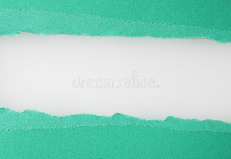 Turquoise Paper is Torn Over White Background for Message. Stock Image ...