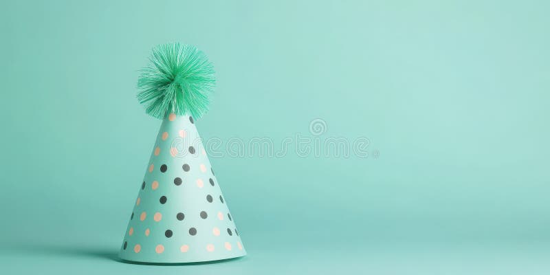 Turquoise Party Hat on Minimalist Polka Dot Backdrop Stock Photo ...