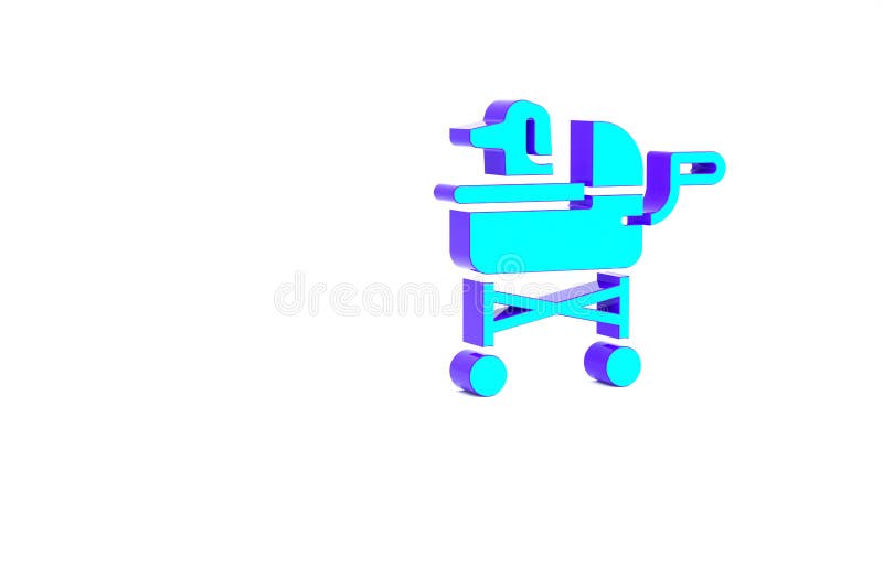 Turquoise Pet Stroller Icon Isolated on White Background. Minimalism ...