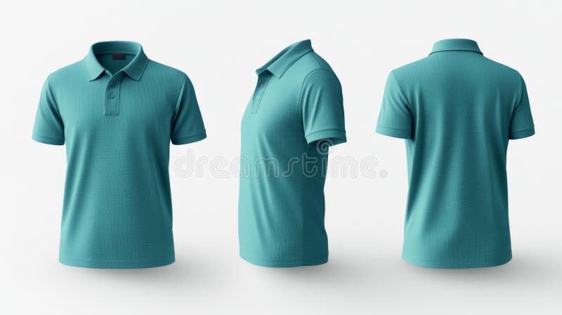 Turquoise Polo Shirt Front and Side Views Generative AI Stock ...