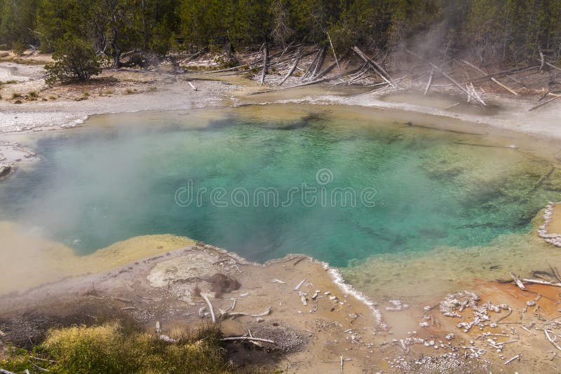 Turquoise Pool in Yellowstone Stock Photo - Image of destination ...
