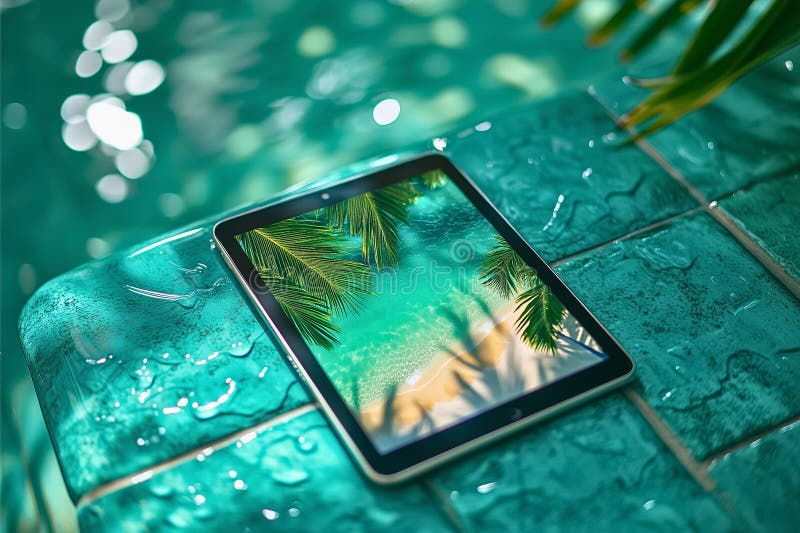 Turquoise Poolside Bliss stock image. Illustration of droplets - 371236691