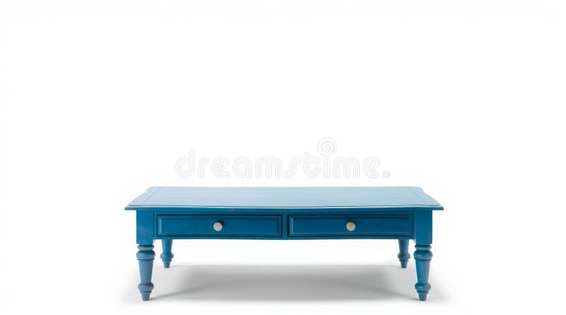 Turquoise Rectangular Coffee Table with Two Drawers and Turned Legs in ...