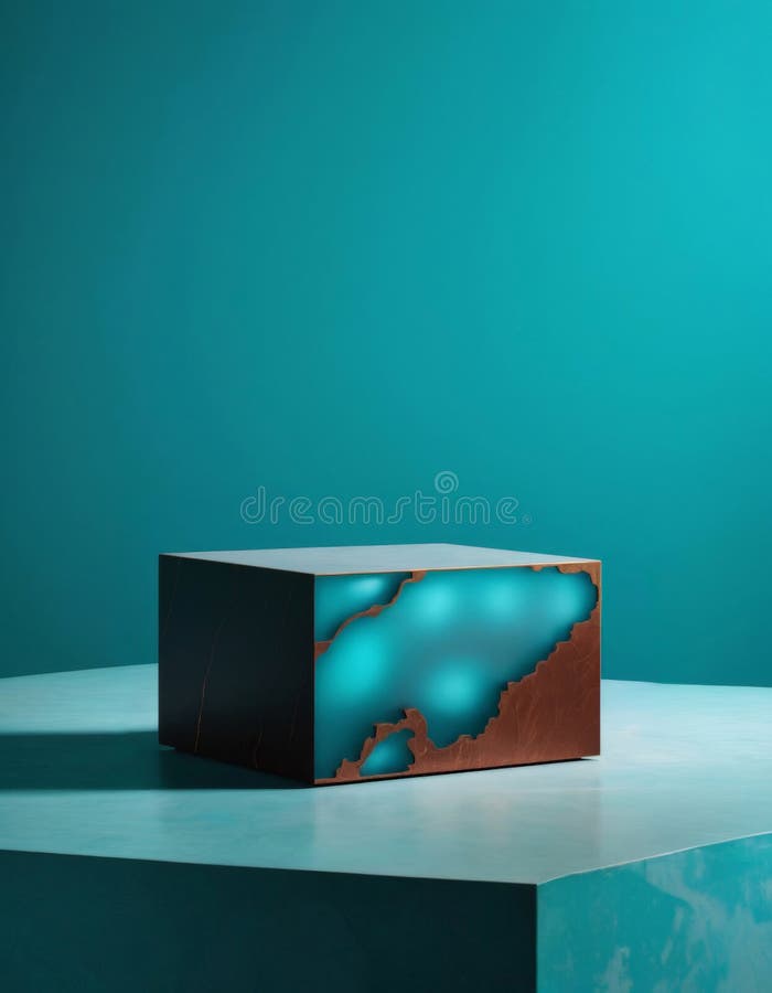 Turquoise Rectangular Pedestal on Bright Turquoise Background for ...