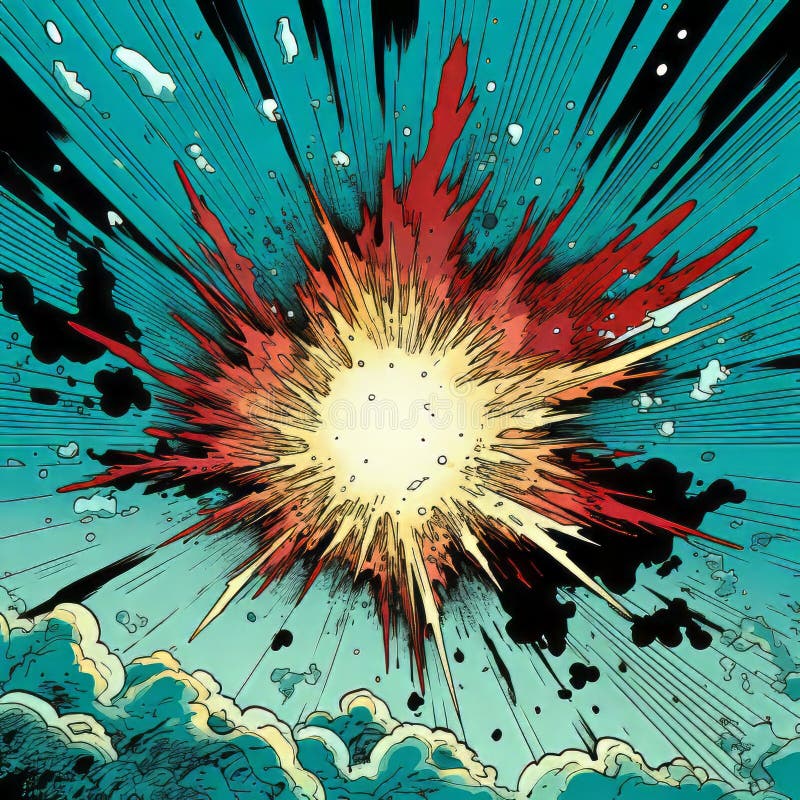 Turquoise Retro Comic Book Style Supernova Explosion Stock Illustration ...