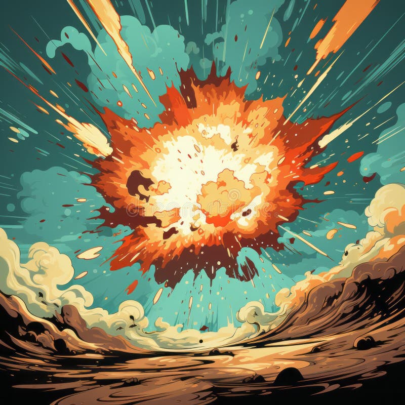 Turquoise Retro Comic Book Style Supernova Explosion Stock Illustration ...