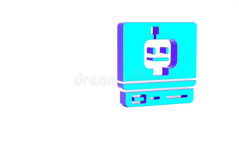 Turquoise Robot Icon Isolated on White Background. Artificial ...