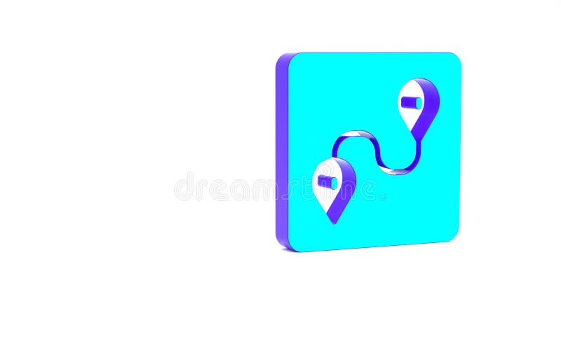 Turquoise Route Location Icon Isolated on White Background. Map Pointer ...