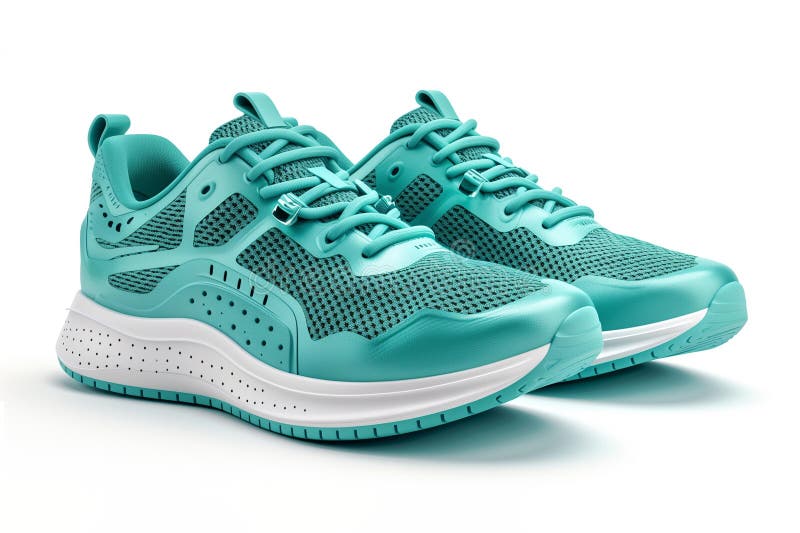 Turquoise Running Shoes Isolated on White Background Stock Illustration ...