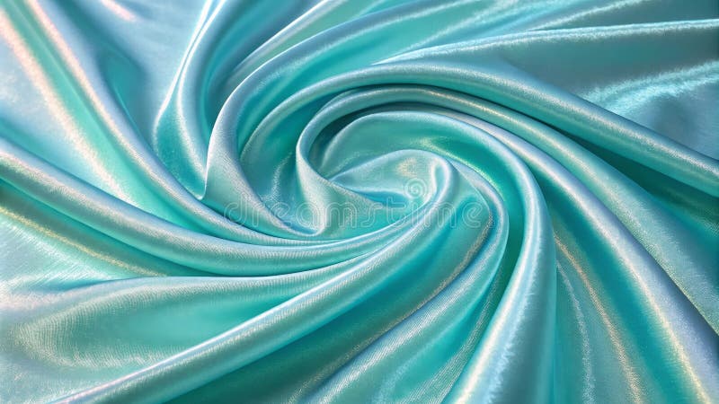 Turquoise Satin Fabric with Elegant Swirl Pattern Stock Image - Image ...