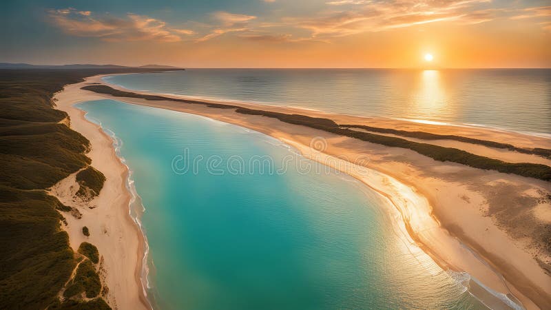 Turquoise Sea with Bright Sunlight in a Beautiful Coastal Scene of ...