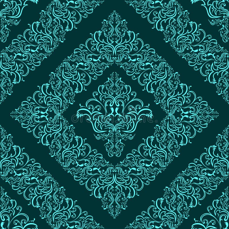 Turquoise Seamless Floral Pattern. Stock Vector - Illustration of ...