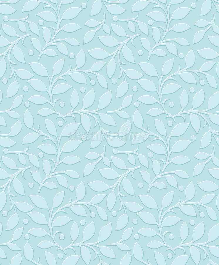 Turquoise Seamless Leaves Wallpaper Stock Vector - Illustration of ...