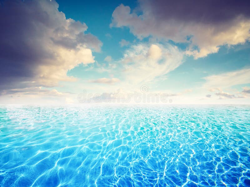 Turquoise Seascape and Beautiful Sky Clouds Stock Image - Image of ...