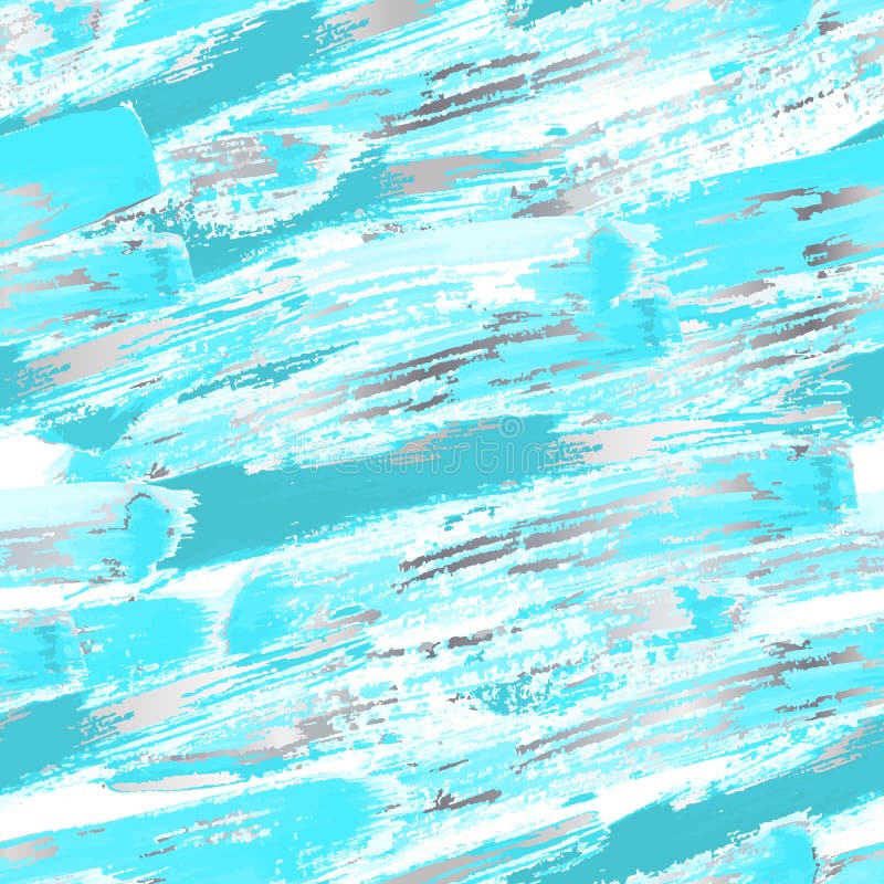 Turquoise Silver Brush Strokes Seamless Pattern Design Stock Vector ...