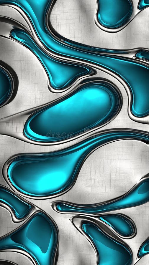 Turquoise and Silver Metallic Liquid Melting into Mesmerizing Abstract ...