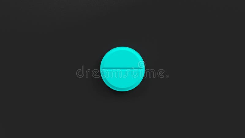 Turquoise Single Pill Isolated on a Black Background. Tablet, Pill ...