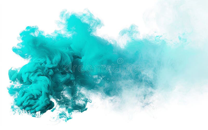 Turquoise Smoke Burst on Pure White -Generative Ai Stock Photo - Image ...