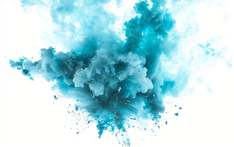 Turquoise Smoke Cloud on White -Generative Ai Stock Illustration ...