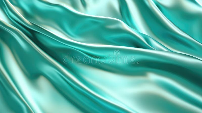 Turquoise Soft Satin Fabric Wave Background Design. Texture with Smooth ...
