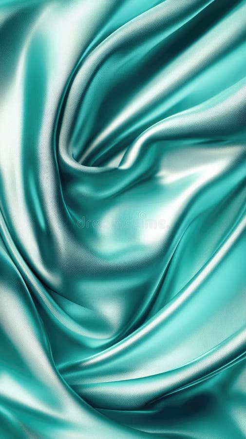 Turquoise Soft Satin Fabric Wave Vertical Background Design. Texture ...