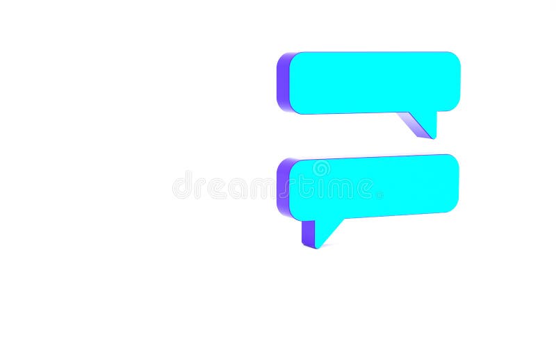 Turquoise Speech Bubble Chat Icon Isolated on White Background. Message ...