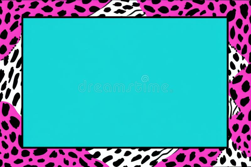 A Turquoise Square Frame with Pink and Black Spots Stock Illustration ...