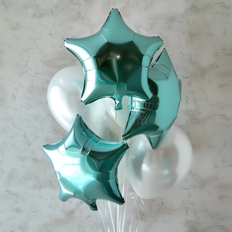 Turquoise Star Shaped Foil Balloon Stock Illustration - Illustration of ...
