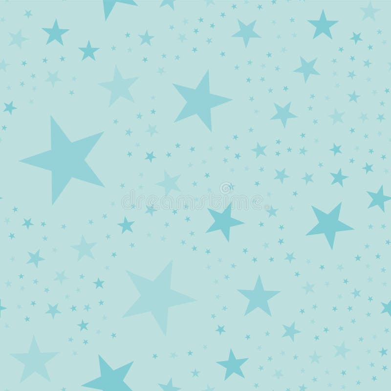 Turquoise Stars Pattern on Light Blue Background. Stock Vector ...