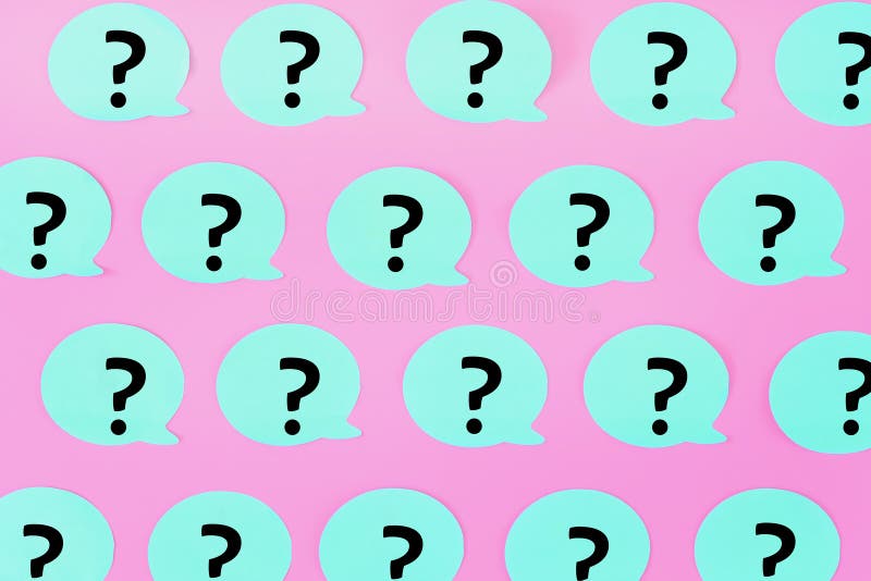 Turquoise Stickers with Question Marks on a Pink Background. Bright ...