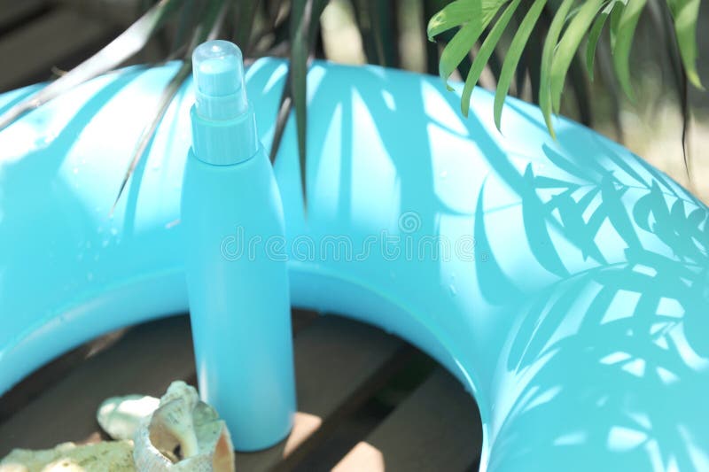 Turquoise Sunscreen Cream Bottle Empty Mockup Stock Image - Image of ...