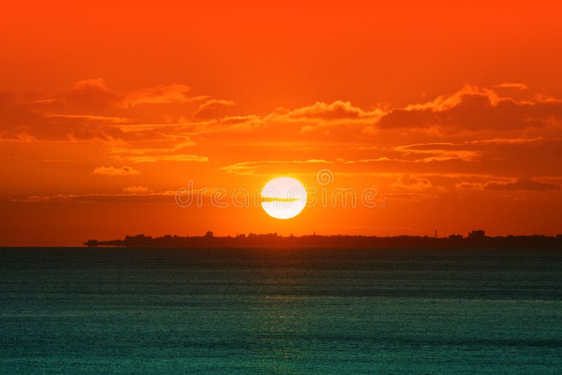 Turquoise sunset stock image. Image of orange, ocean - 30991043