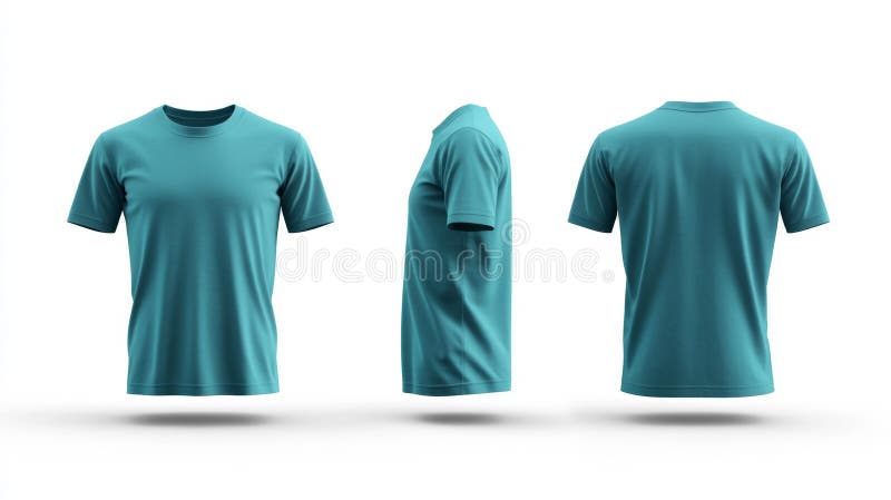 Turquoise T-shirt Front Side and Back View Generative AI Stock ...