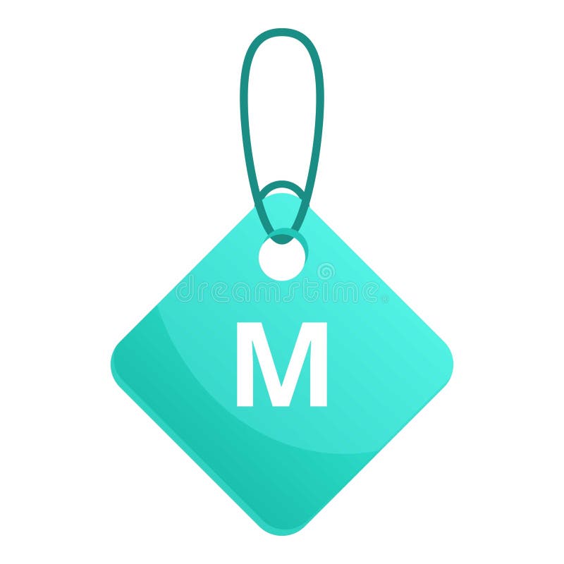 Turquoise Tag Hanging with Letter M Showing Medium Size Stock Vector ...