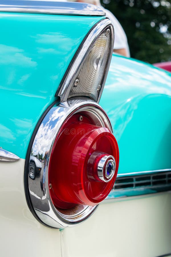 Turquoise Tail Light Fin on Retro Car Stock Image - Image of iconic ...