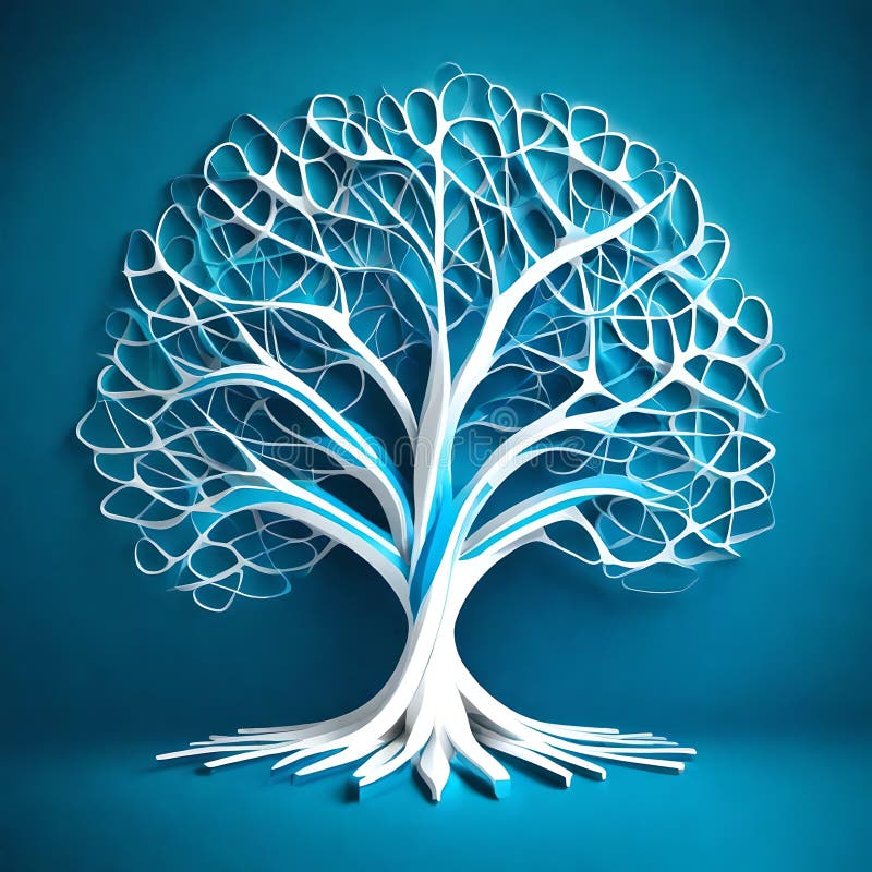 Turquoise Tree of Connection Stock Illustration - Illustration of ...