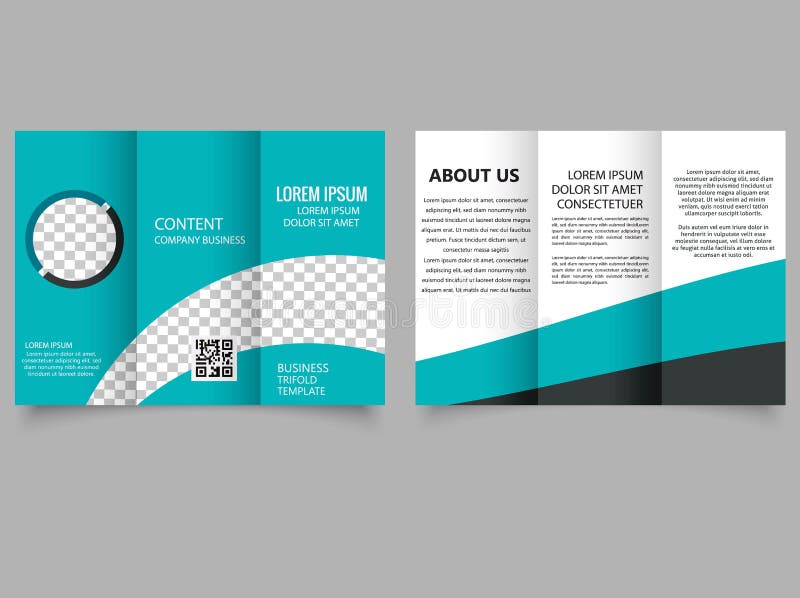 Turquoise Trifold Brochure. Flyer for Printing. Template. Vector. Stock ...