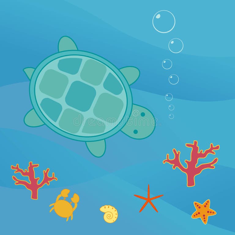 Turquoise turtle stock vector. Illustration of shell, dive - 4889690