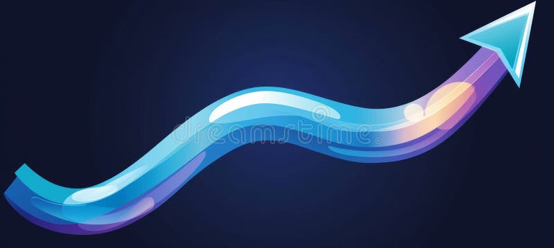 Turquoise Upward Curve Graph with Arrow on a Deep Navy Backdrop ...