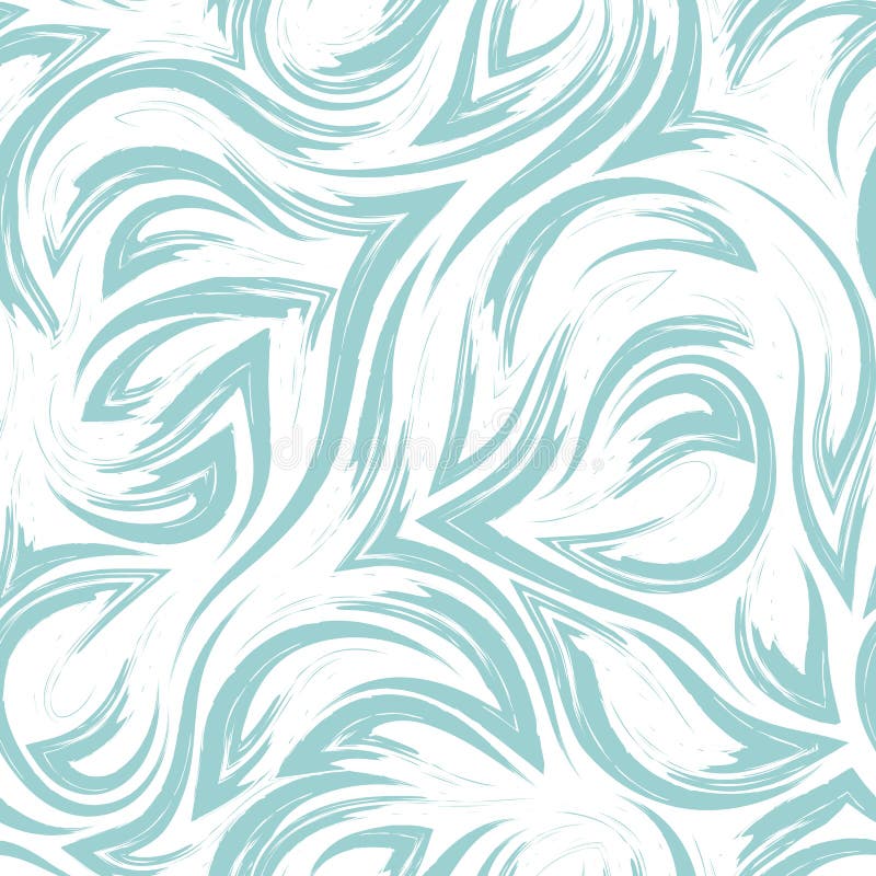 Turquoise Vector Seamless Pattern of Flowing Brush Strokes in the Form ...