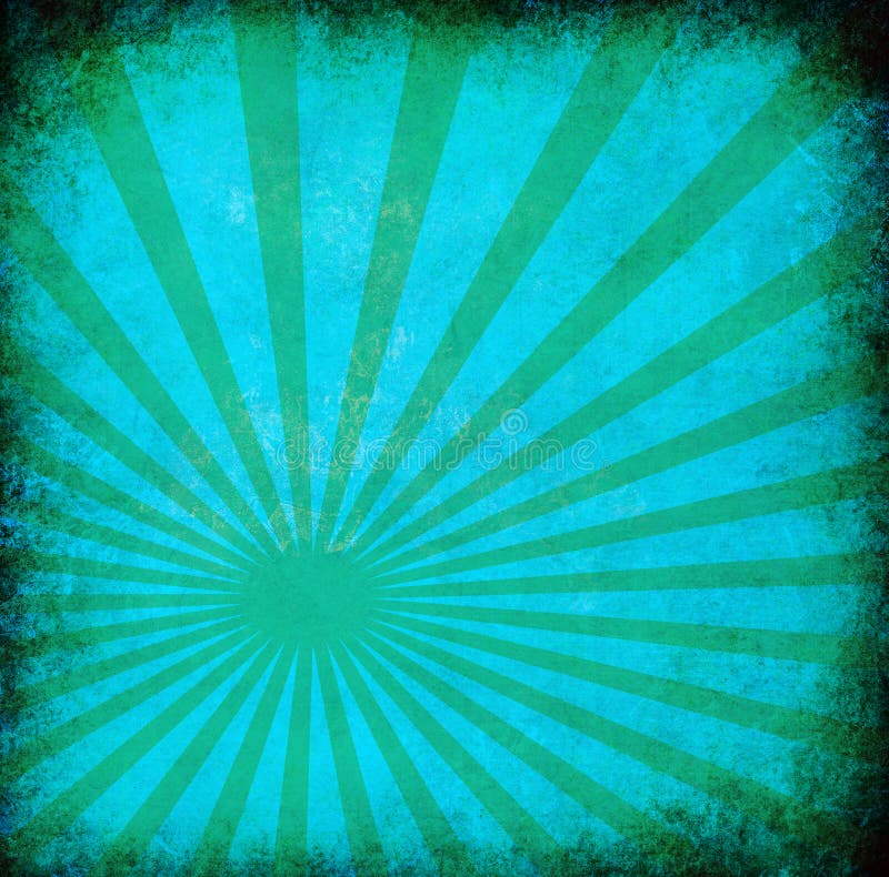 Turquoise Vintage Grunge Background with Sun Rays Stock Illustration ...
