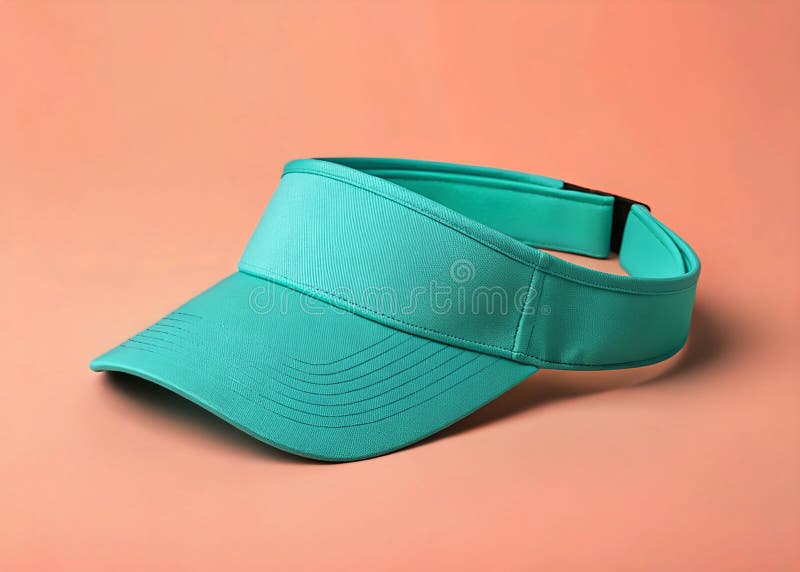 Turquoise Visor Hat Mockup on Solid Pastel Background Stock Illustration - Illustration of ...